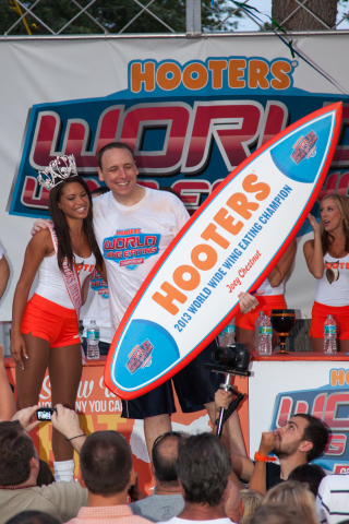 Joey Chestnut Claims Victory as Hooters World Wing-Eating Champion ...
