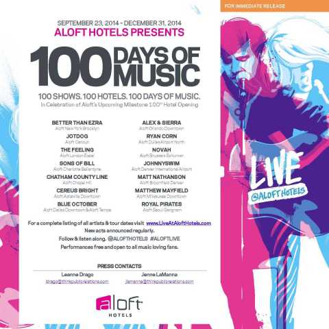 Aloft Hotels Presents 100 Days of Music | Business Wire