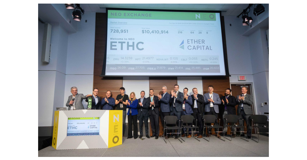 Premiers pas d'Ether Capital sur NEO | Business Wire