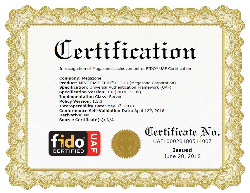 Megazone's Biometrics Solution MINE PASS to Have Acquired Official FIDO ...