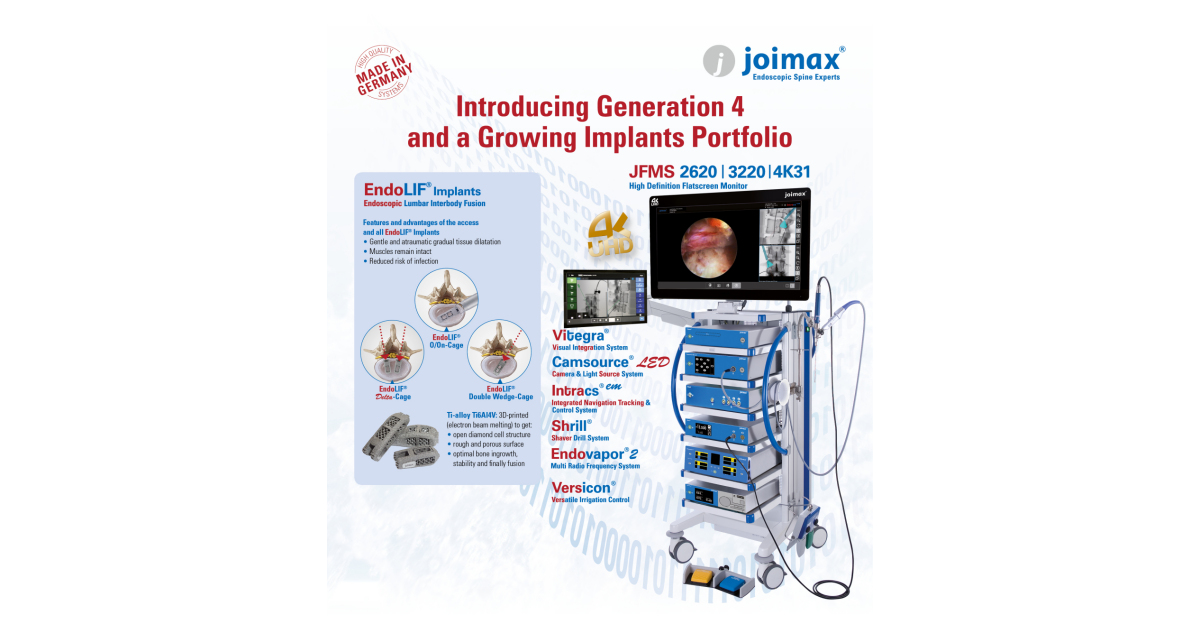 joimax® Rolls Out Its Endoscopic Generation 4 Devices and Showcases New 3D-Printed Titanium ...