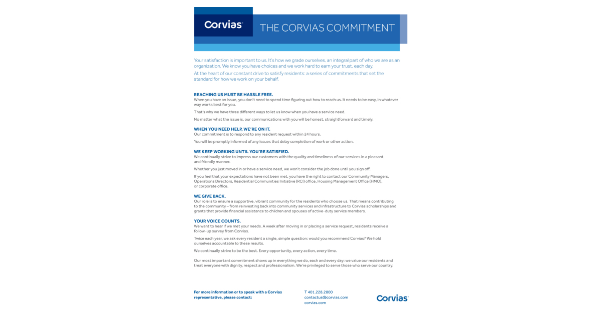 Corvias Launches the Corvias Commitment™: Improve Resident Experience ...