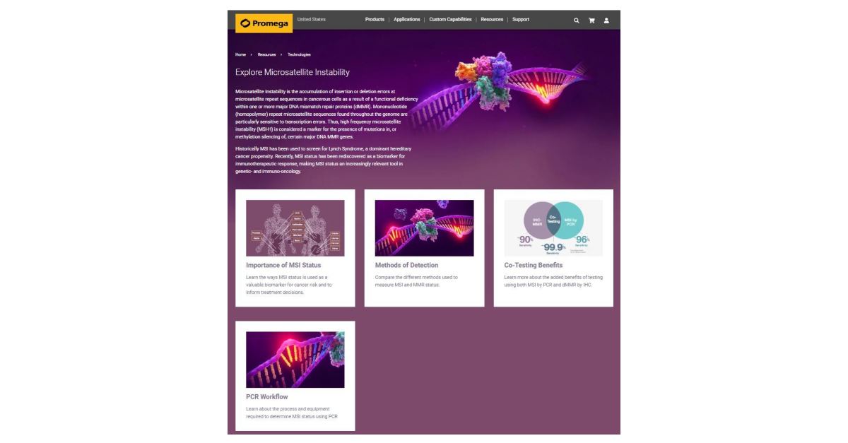 Promega launches Microsatellite Instability (MSI) educational resource ...