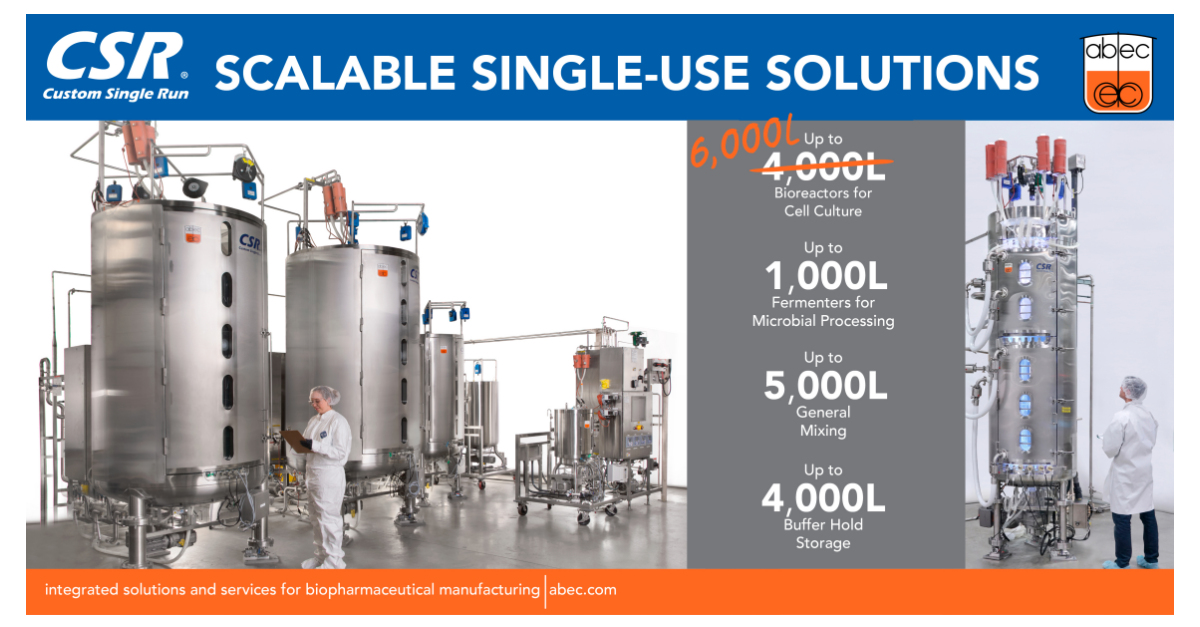 ABEC Advances Single-Use Bioreactor Volumes to 6,000 Liters | Business Wire