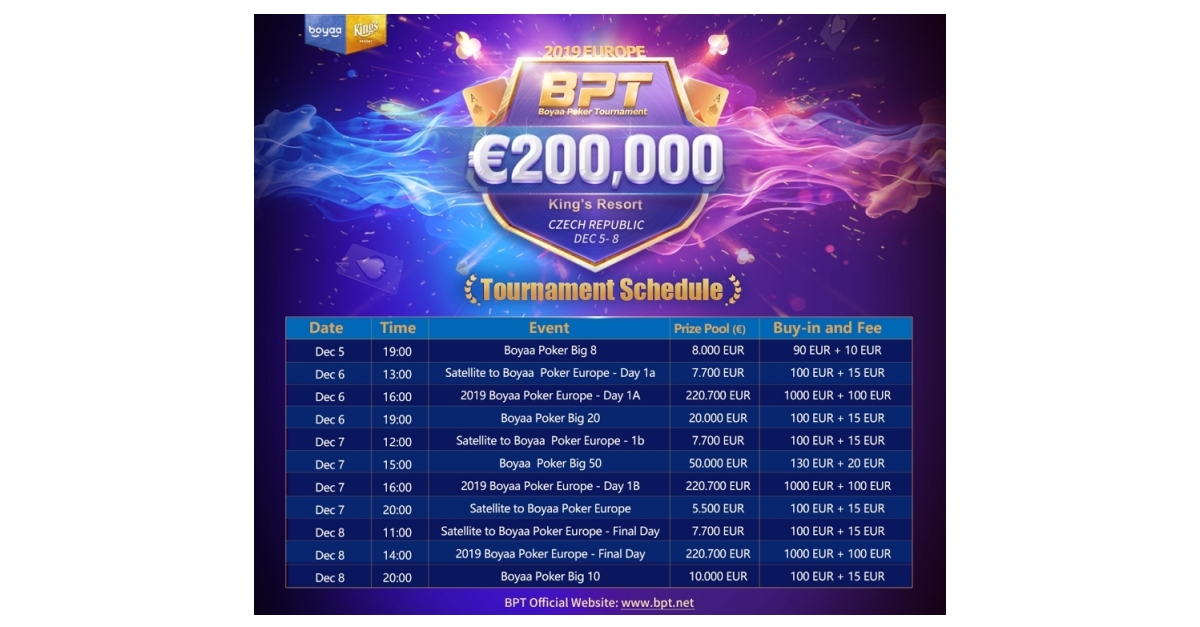 2019 Boyaa Poker Tournament Europe Schedule Announced | Business Wire