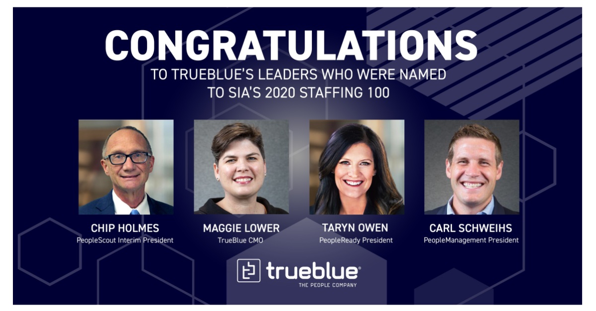 Four TrueBlue Leaders Named to Staffing Industry Analysts’ 2020 ...