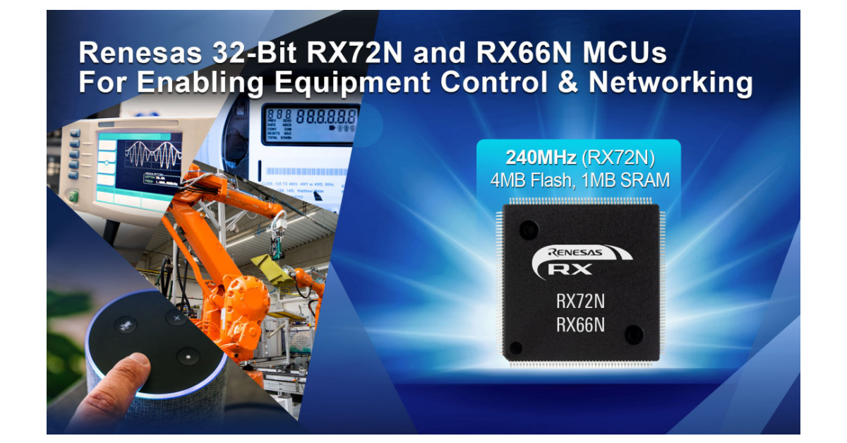 Renesas Expands Equipment Control and Networking Portfolio With New 32-Bit RX72N and RX66N MCUs ...