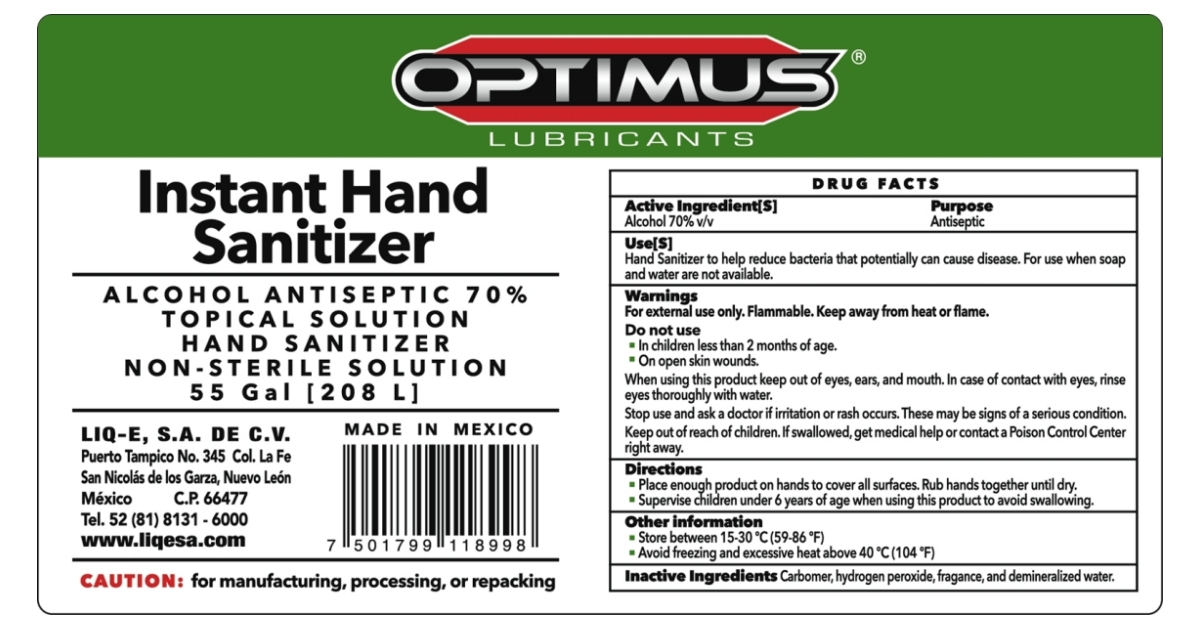 LIQ-E S.A. de C.V. Issues Voluntary Recall of The Optimus Instant Hand ...