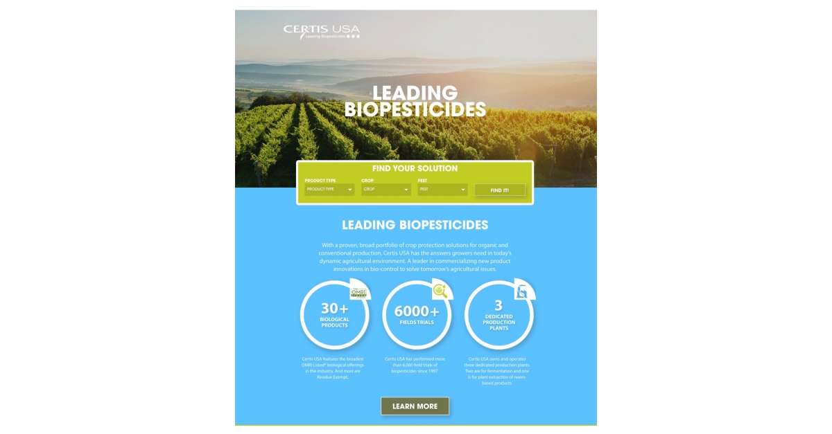 Certis USA is Leading Biopesticides with New Website Tool | Business Wire