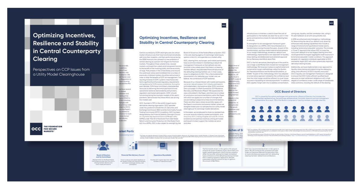 OCC Issues Paper on Central Clearinghouse Resiliency and Stability ...