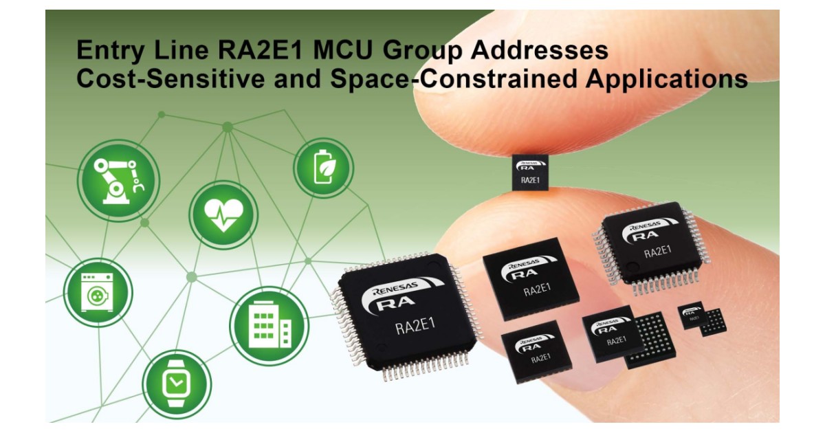 Renesas Adds New Entry-Line RA2E1 MCU Group to RA Family to Address Cost-Sensitive and Space ...