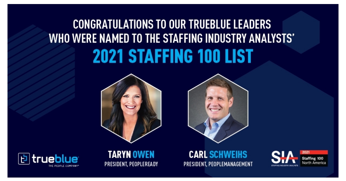TrueBlue Leaders Named to Staffing Industry Analysts’ Staffing 100 List ...
