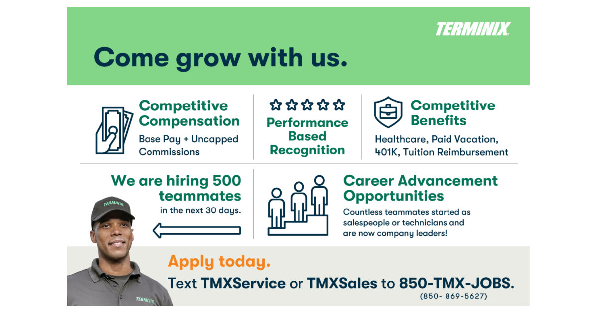 Terminix to Hire 500 Technicians and Outside Sales Professionals ...