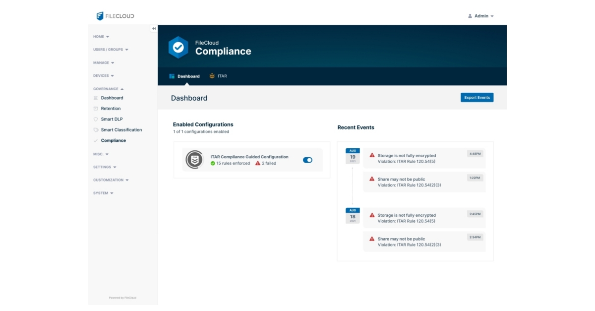 FileCloud Announces Compliance Center to Automate Data Protection Across Federal Agency ...