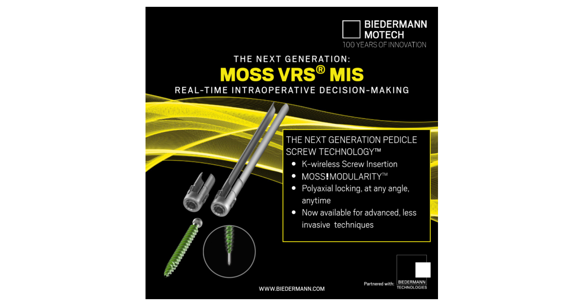 Biedermann Motech to Introduce MOSS VRS® MIS for Advanced Less Invasive ...