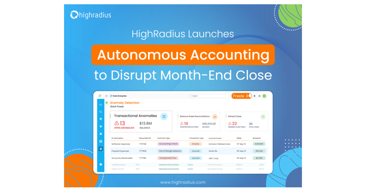 HighRadius Launches Autonomous Accounting to Disrupt Month-End Close ...