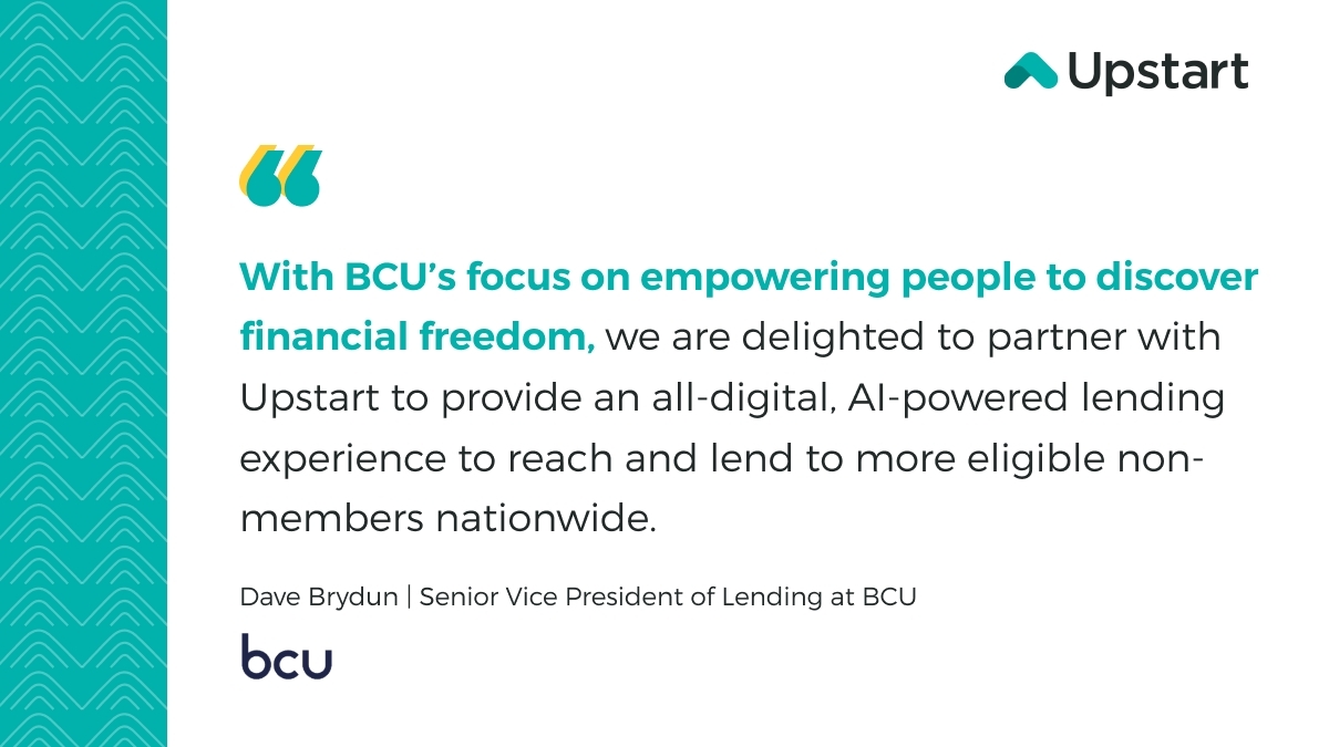BCU Selects Upstart for Personal Lending
