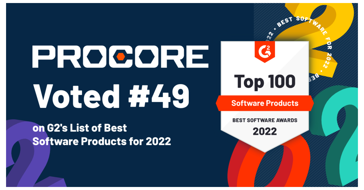 Procore est nommé parmi les Prix des meilleurs logiciels 2022 de G2 ...