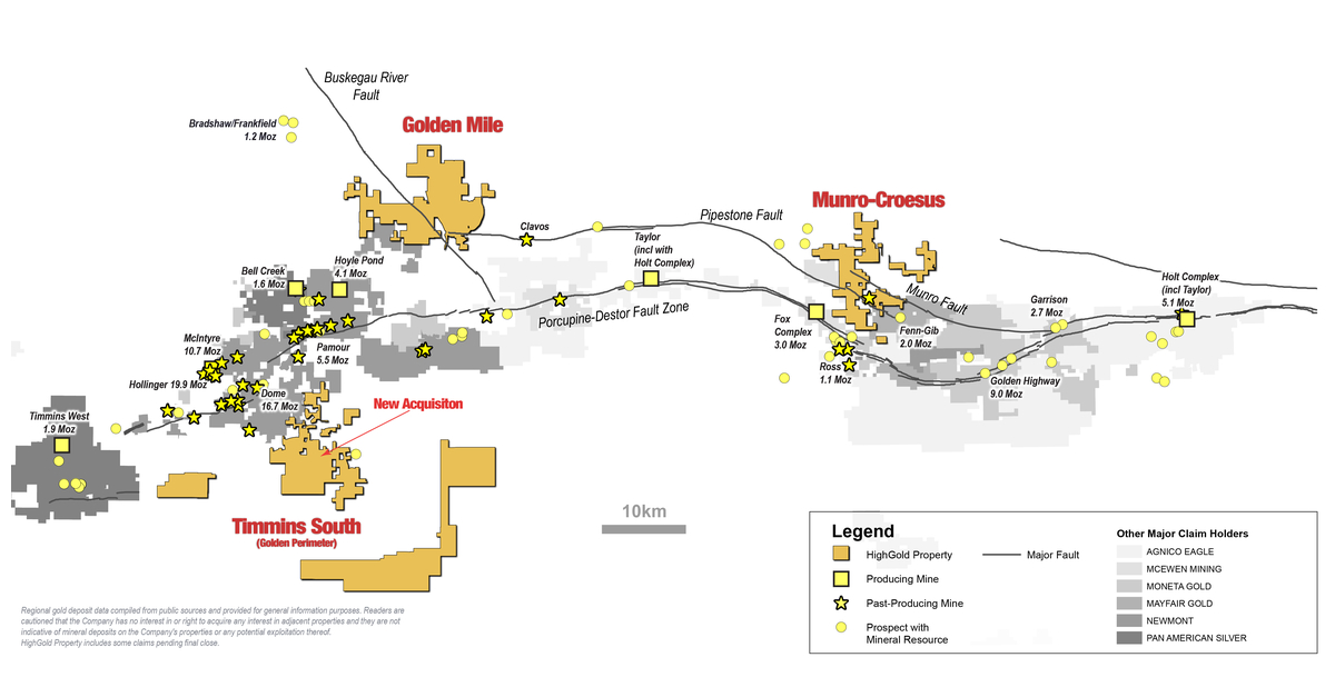 HighGold Expands Timmins Land Position by 25% and Provides Ontario ...
