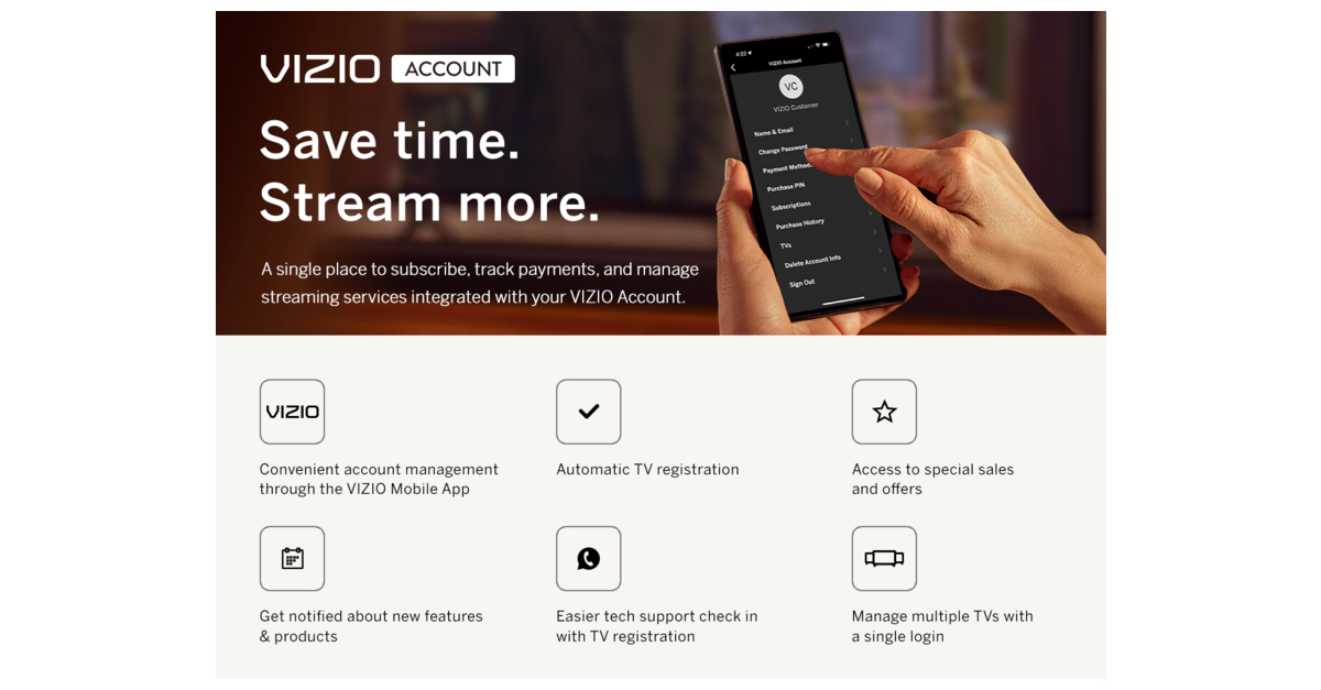 VIZIO Account Simplifies Subscriptions for Consumers | Business Wire