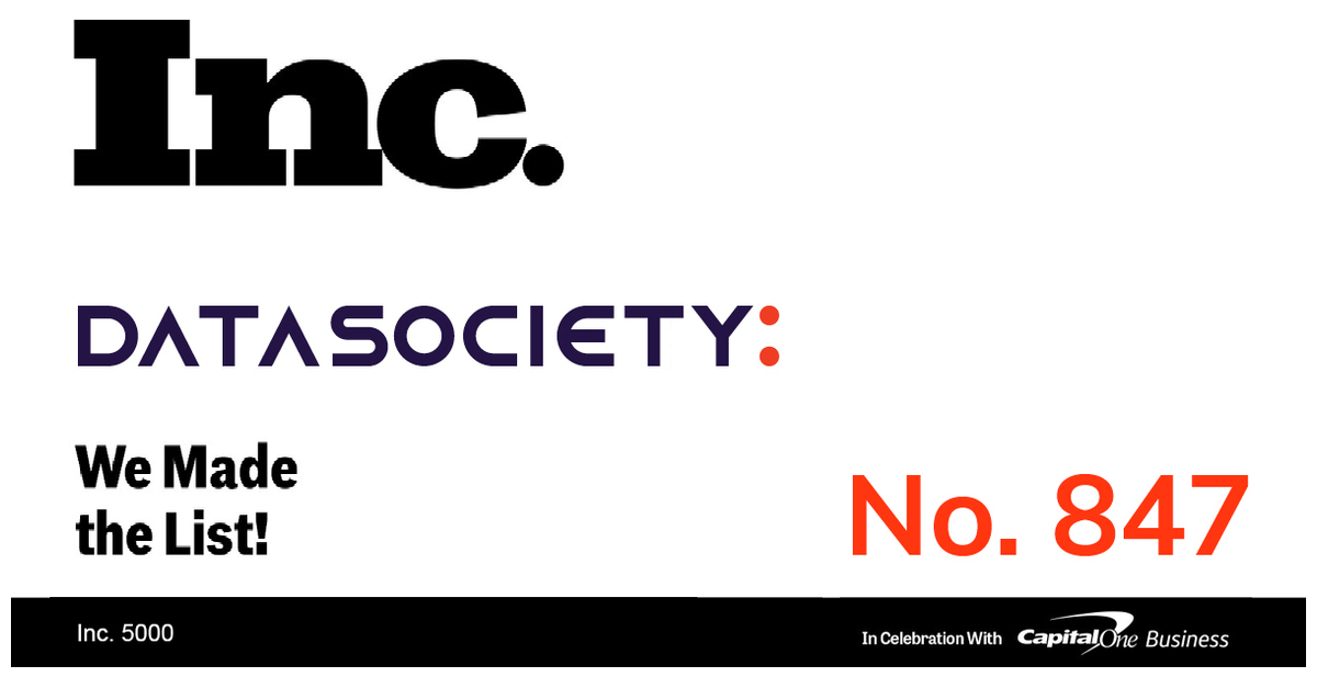 For the 2nd Consecutive Year, Data Society is Ranked on the Inc. 5000 ...