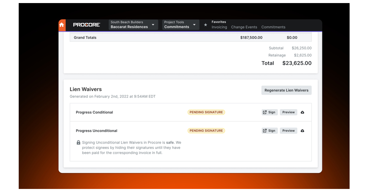 Procore Announces Innovations to Address Challenges Associated with Payments, Preconstruction ...