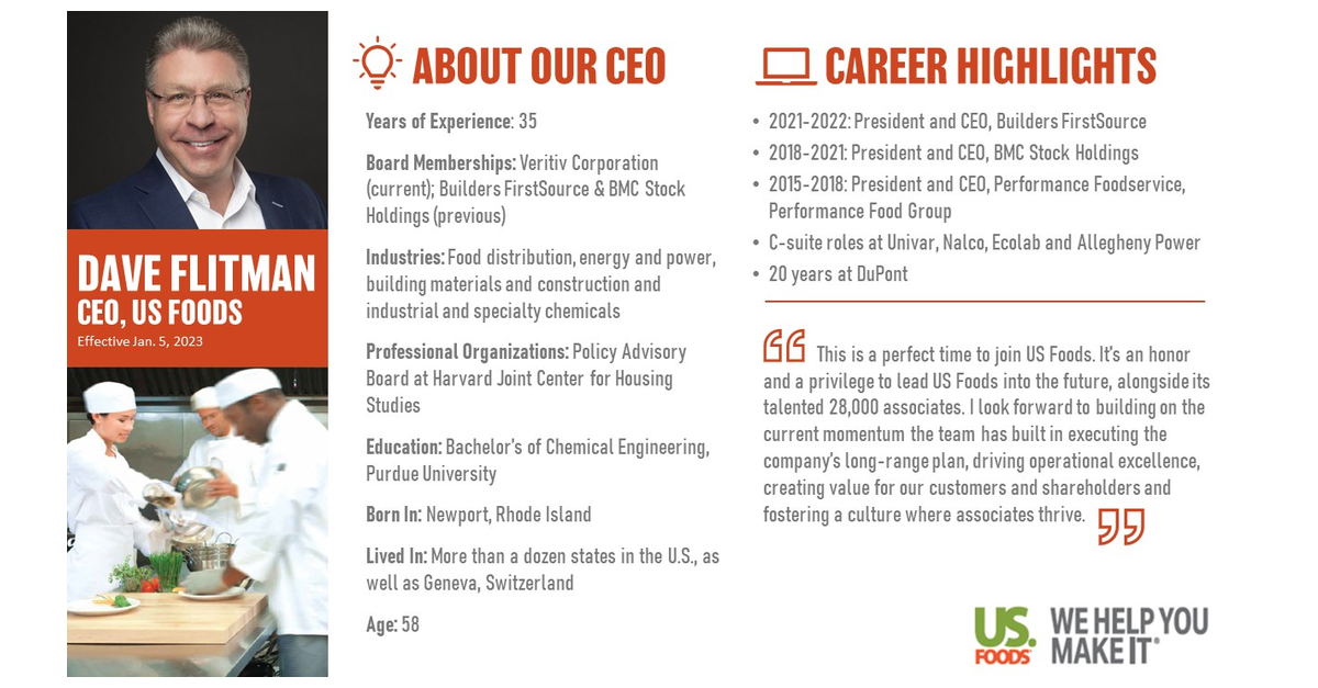 US Foods Announces Dave Flitman as Chief Executive Officer | Business Wire