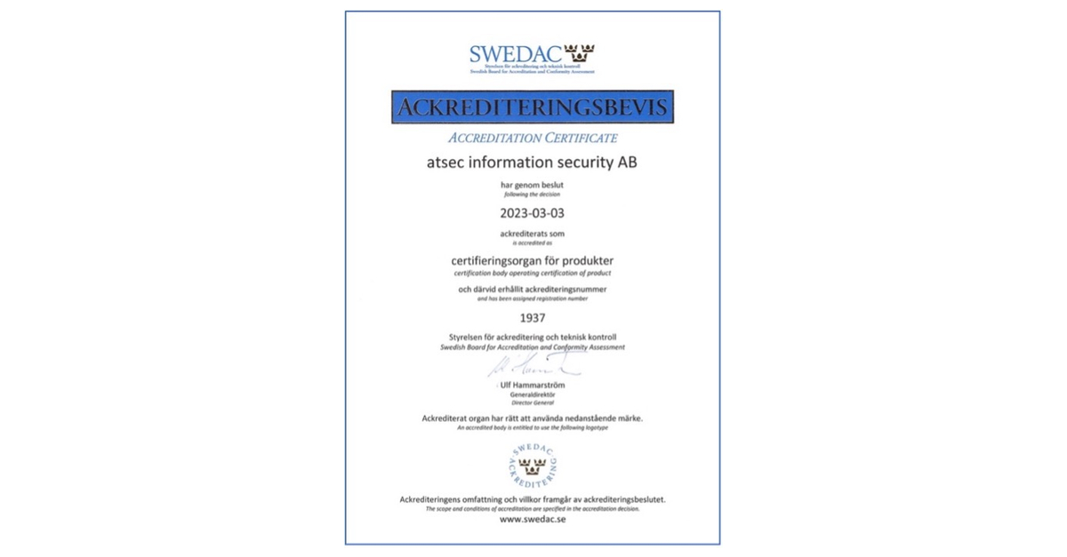 atsec information security is now operating a Certification Body ...