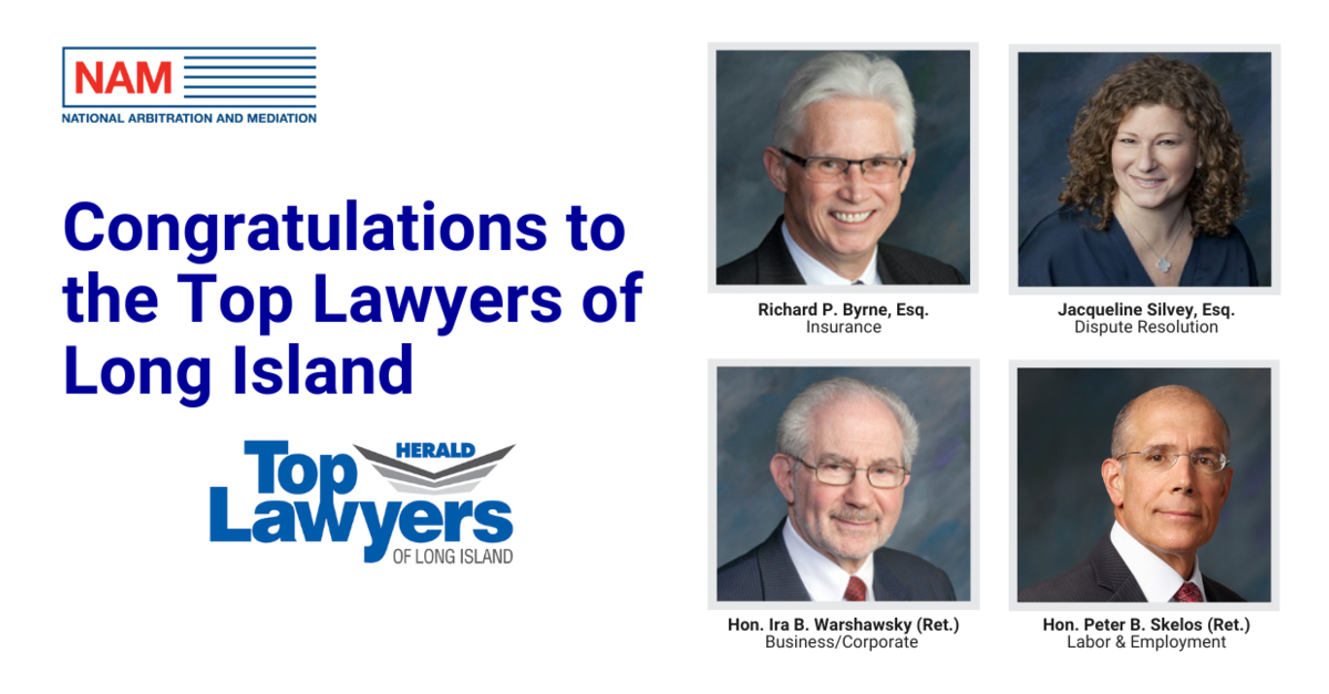 NAM General Counsel and Neutrals Recognized as Top Lawyers of Long ...