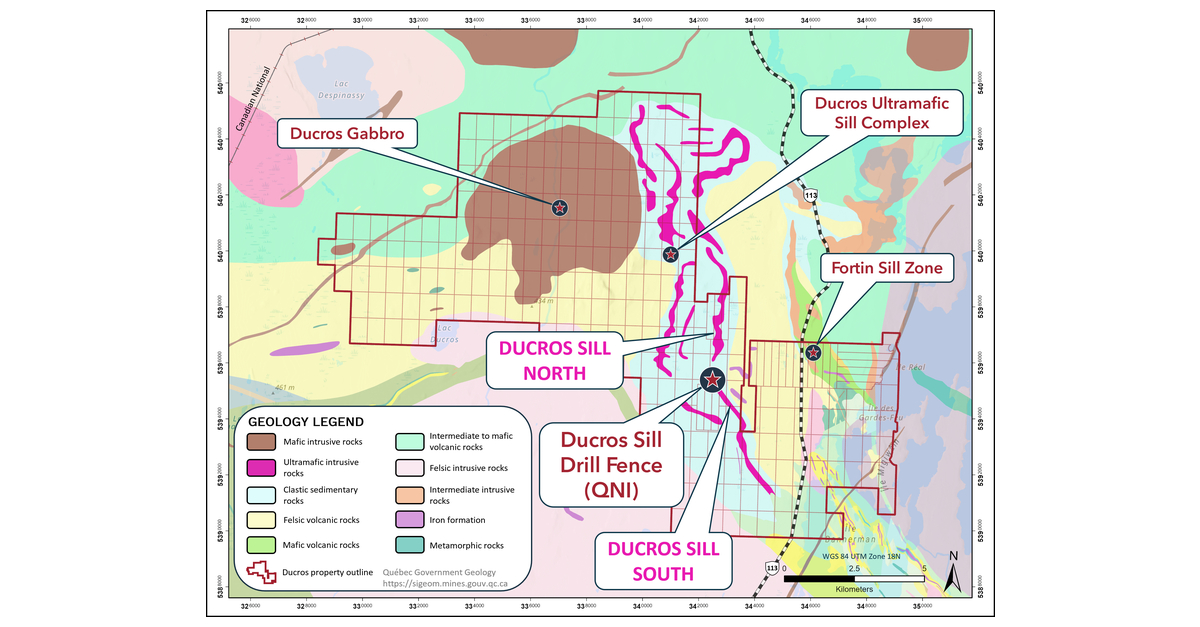 Québec Nickel durchteuft in der Zone Ducros Sill 152 Meter mit 0,21% Nickel und 114 ppm Kobalt ...