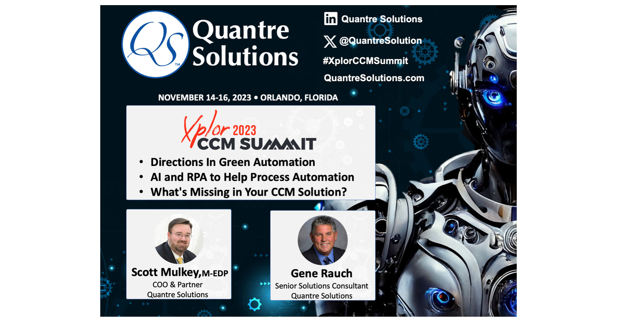 Quantre Solutions Selected to Present on AI, RPA, Digital Strategies, Production Automation, and ...