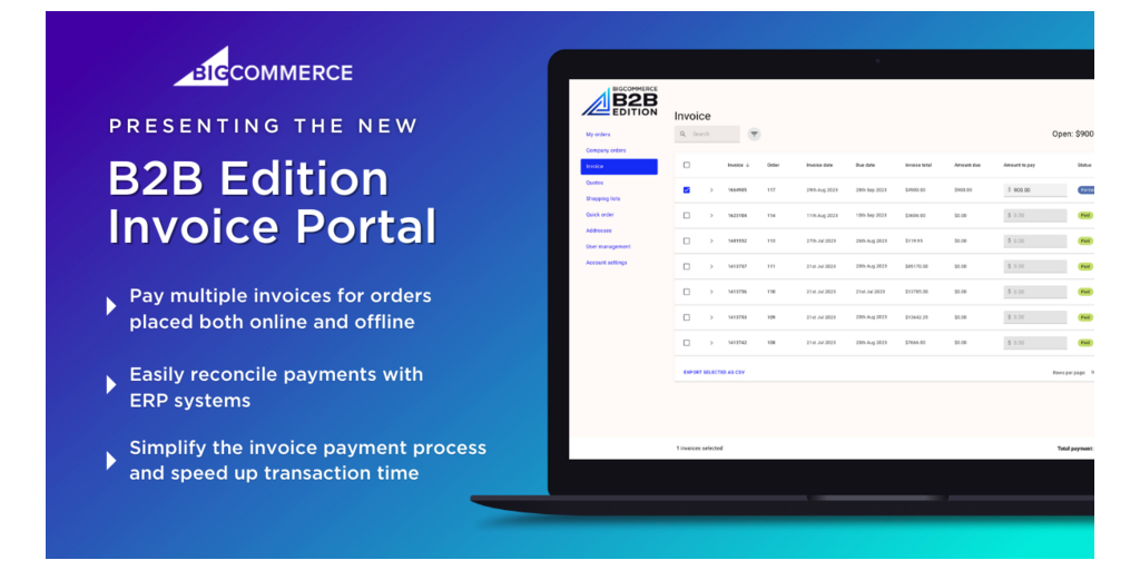 BigCommerce Revolutionizes the B2B Purchasing Experience with Launch of B2B Edition Invoice ...