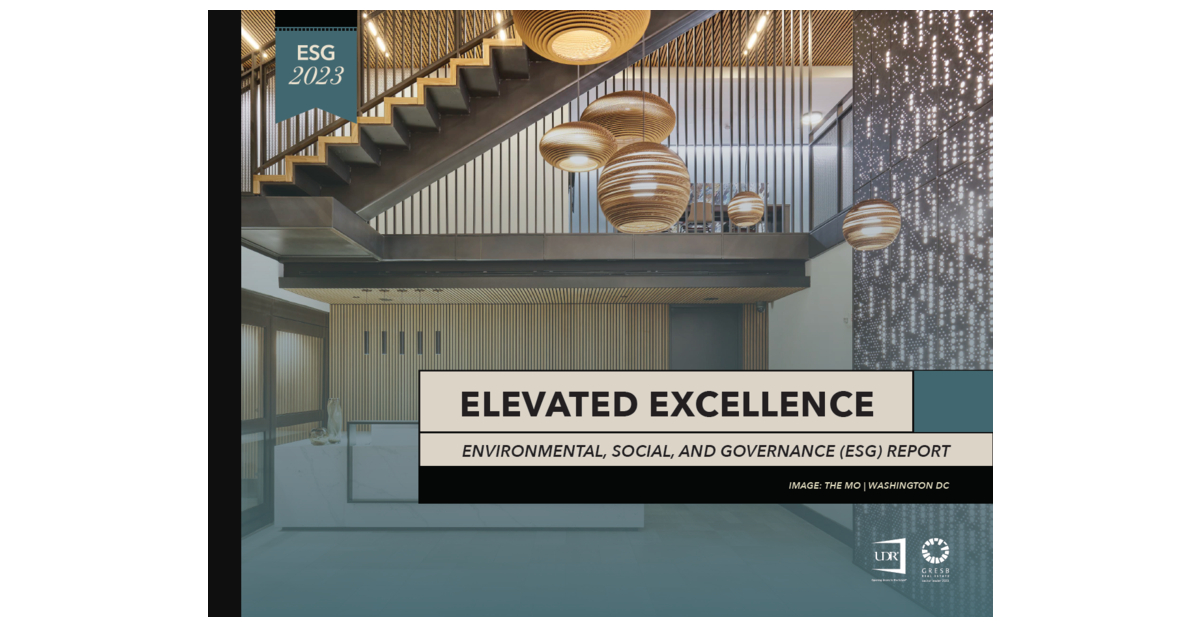 UDR, Inc. Publishes Fifth Annual Environmental, Social, and Governance (“ESG”) Report; Named ...