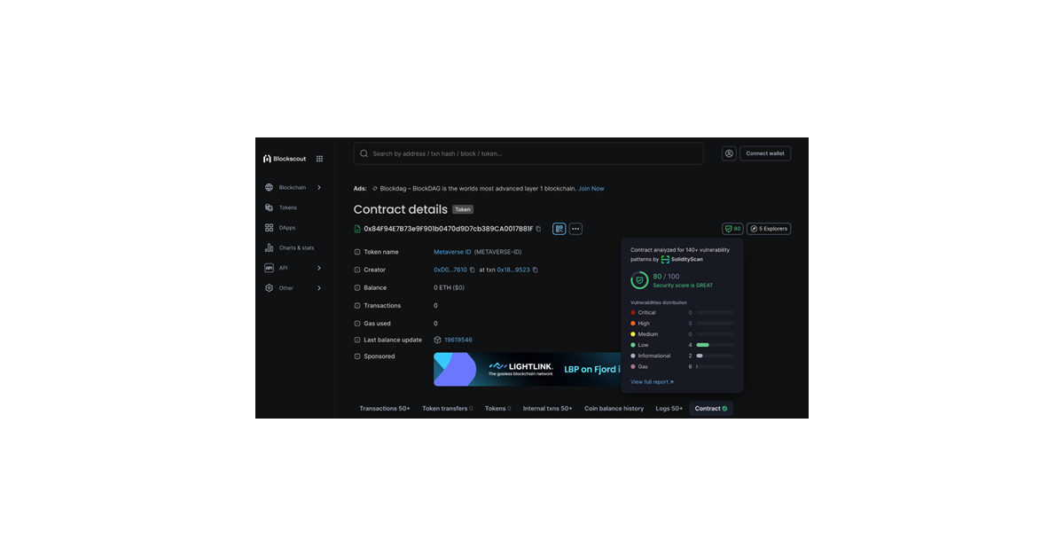 通过 SolidityScan 和 Blockscout 集成增强智能合约安全性 | Business Wire