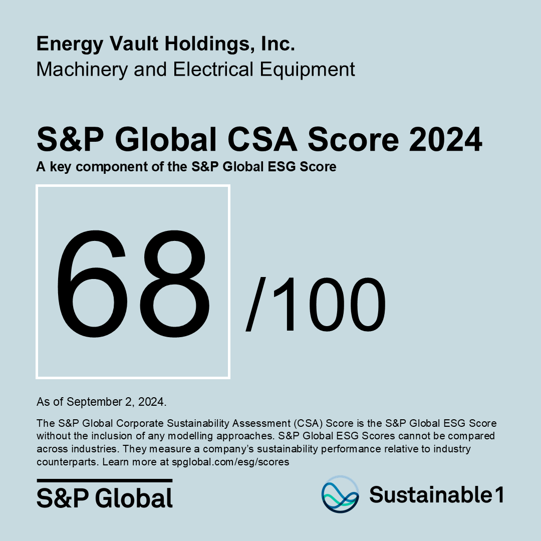 Energy Vault Achieves Highest 2024 ESG Score Among Energy Storage ...