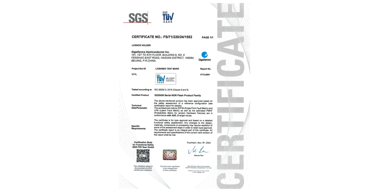 Certification ISO 26262 ASIL D obtenue pour la gamme de produits GD25 ...