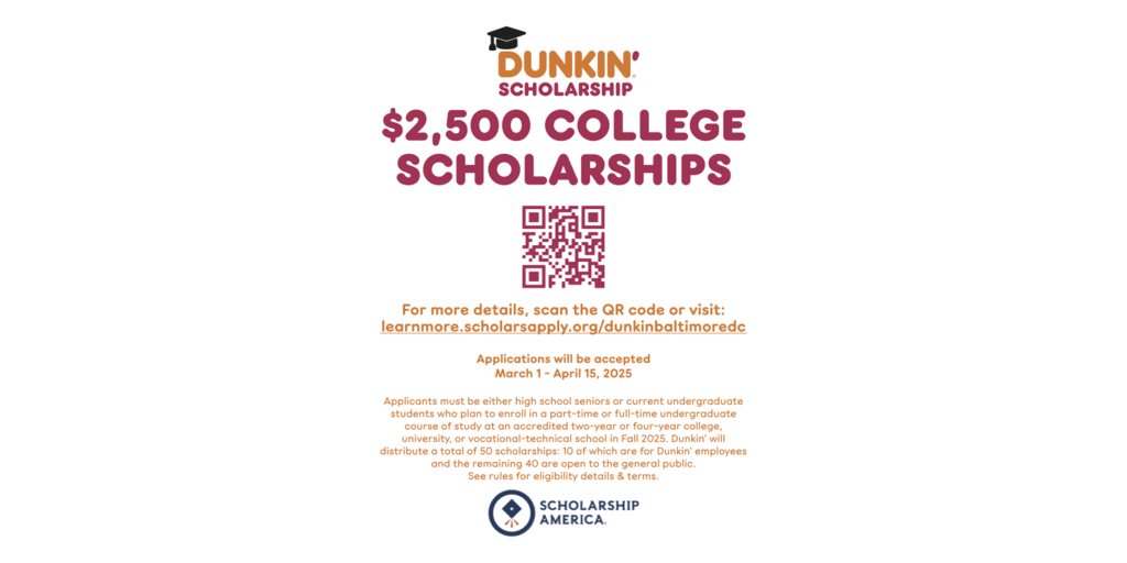 Dunkin’® Launches Fourth Annual DMV Regional Scholarship Program with ...