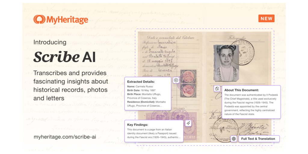 MyHeritage Launches Scribe AI to Transcribe, Interpret, and Reveal New ...